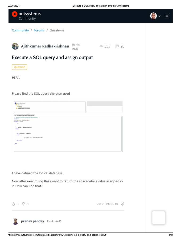 Execute A Sql Query And Assign Output Outsystems Pdf Sql Parameter Computer Programming 