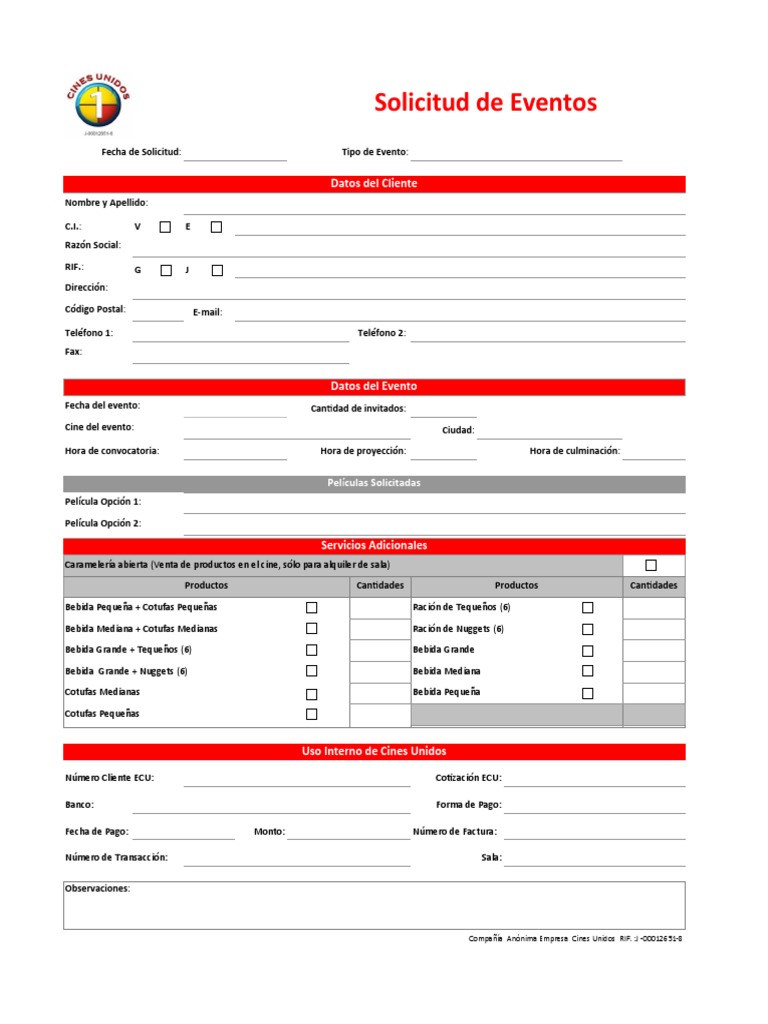 Formulario-Solicitud-Eventos | PDF | Industrias de servicio