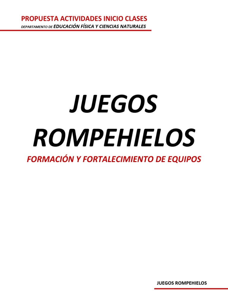 PROPUESTA INICIO DE CLASES Juegos Rompehielo PROFE - SOCIAL | PDF ...