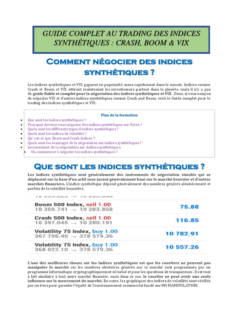 Comment Négocier Des Indices Synthétiques ? | PDF