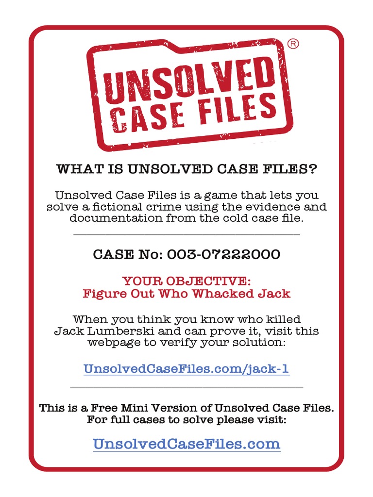 Unsolved Case 1 | PDF