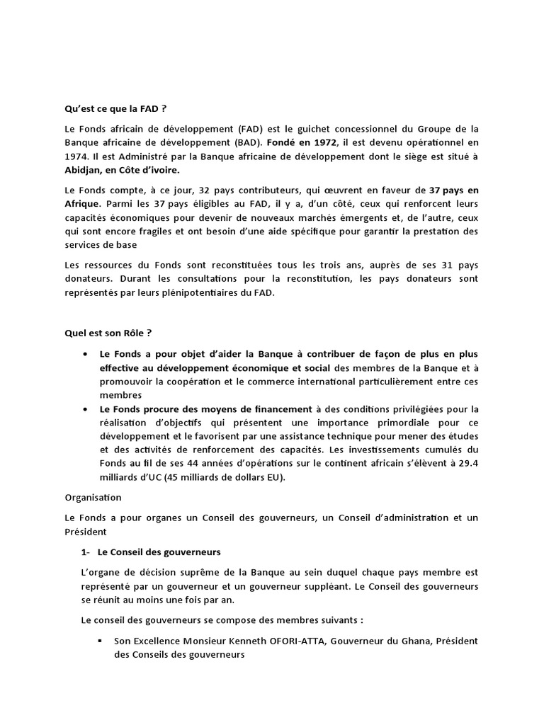 LA - FAD - Complet | PDF | Afrique | Banques