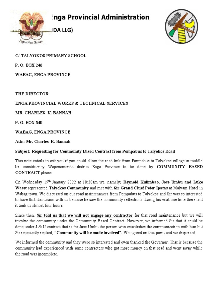 Enga Provincial Administration: (Wapenamanda LLG) | PDF