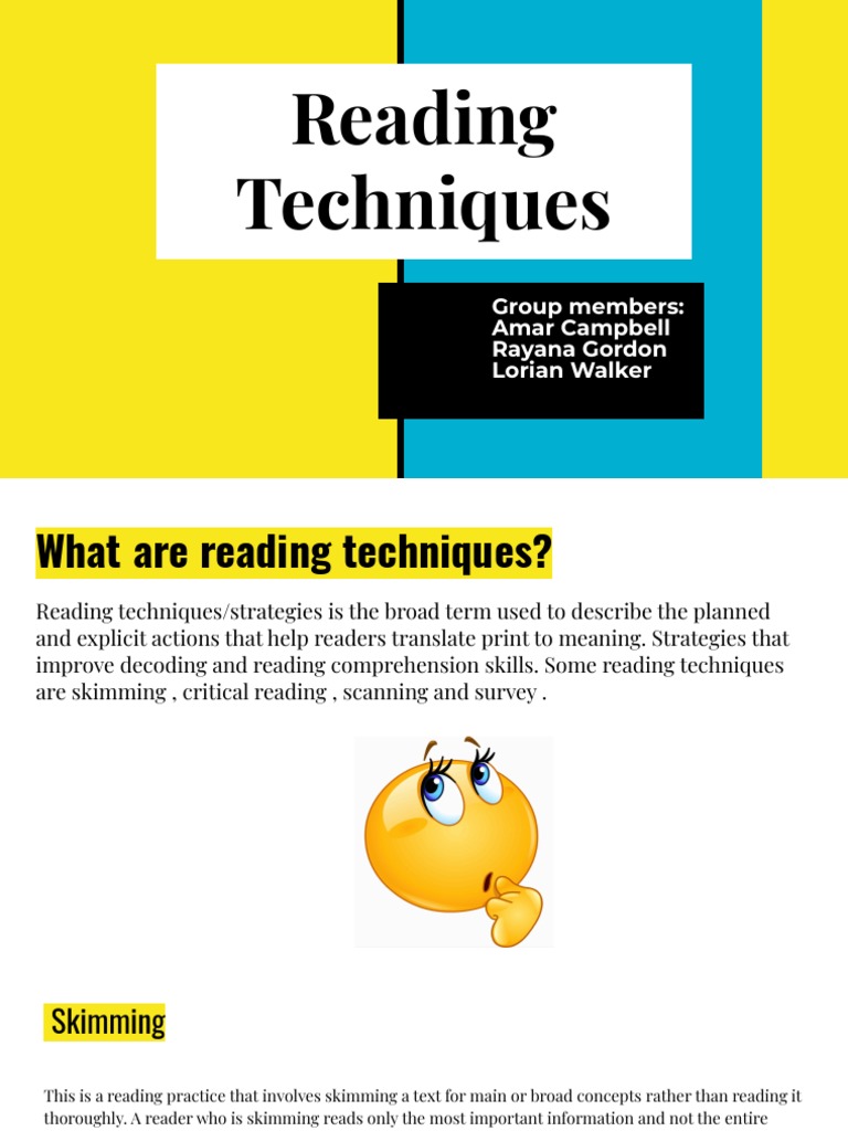 Reading Techniques | PDF | Speed Reading | Reading Comprehension