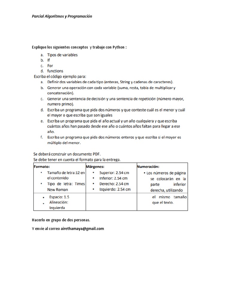 Parcial de Python | PDF | Informática