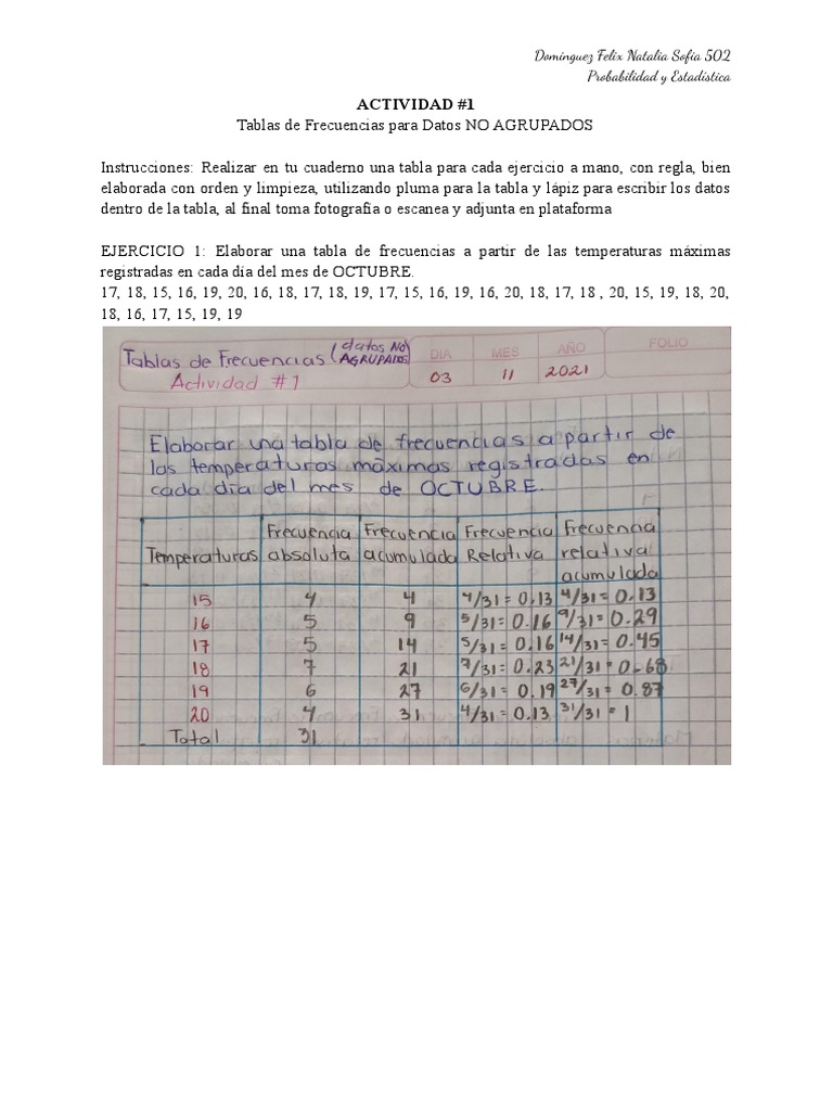 Tablas de Frecuencias para Datos NO AGRUPADOS | PDF