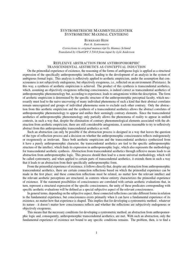Heim Theory - Syntrometrische Maximentelezentrik | PDF | Experience ...