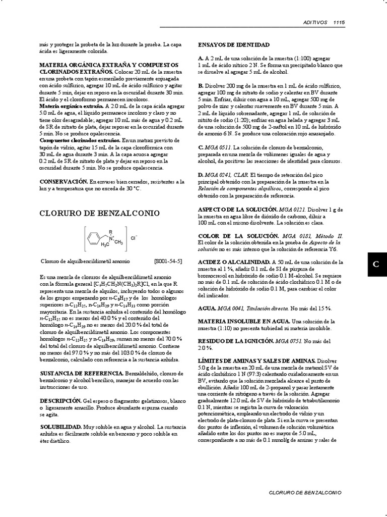 Cuarternarias de Amonio | PDF | Cloruro | Ácido