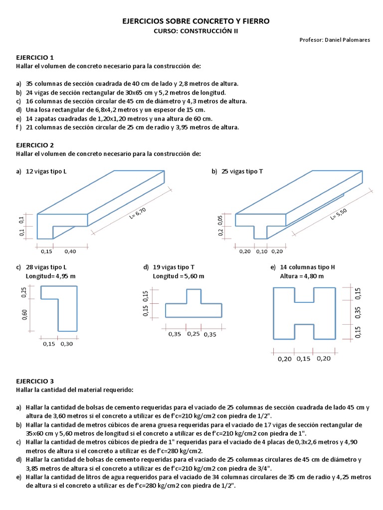 Lista de Ejercicios de Concreto y Acero | PDF