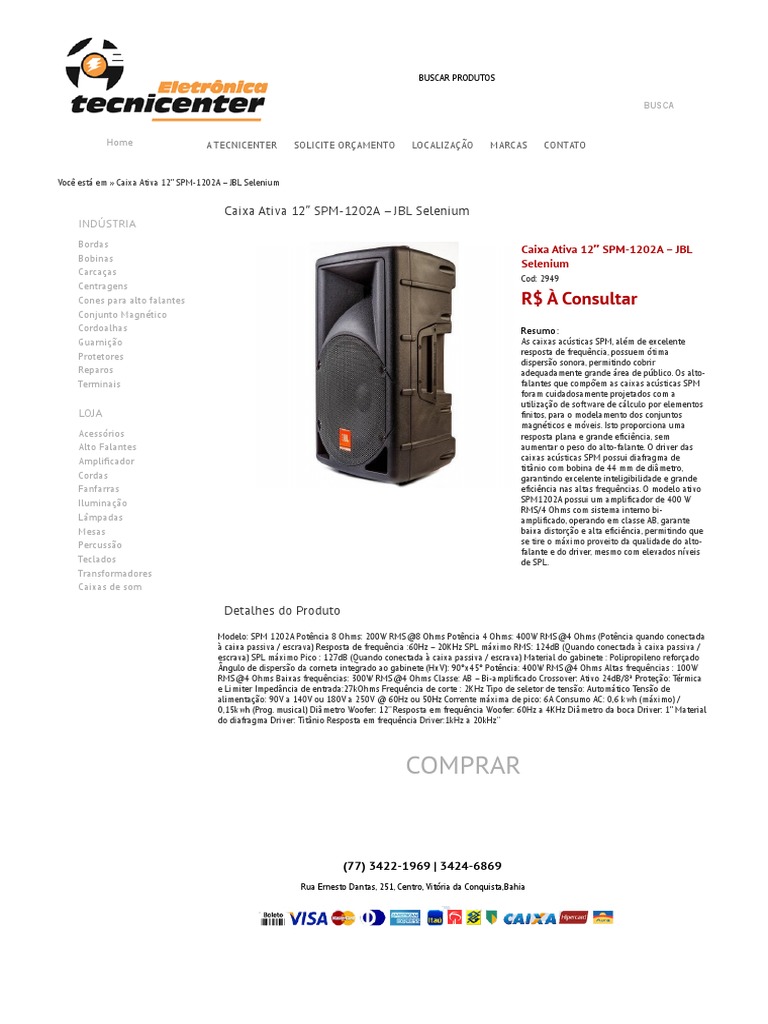 SeleniumJBL Ativa Modelo SPM 1202A DESCRIÇAO | PDF | Alto-falante ...