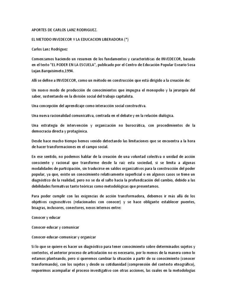 Aportes de Carlos Lanz Rodriguez | PDF | Venezuela | Conocimiento