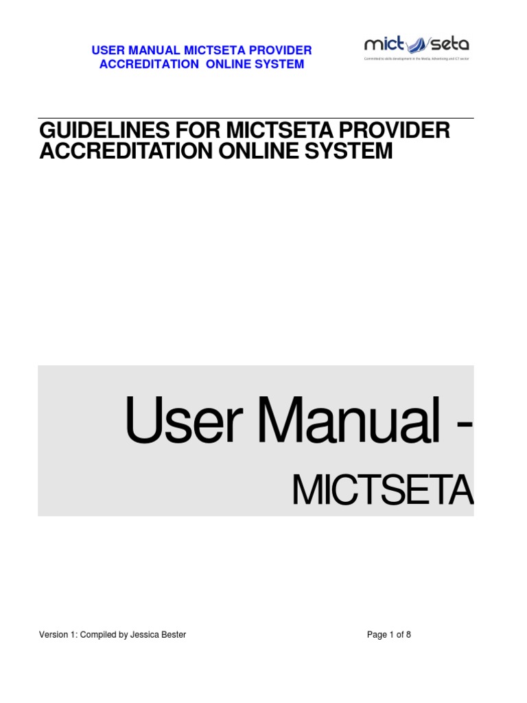 MICTSETA Provider Accreditation Guide | PDF | Icon (Computing ...