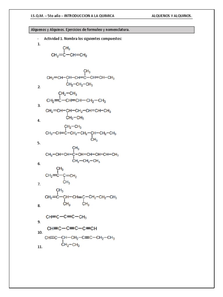 Ejercicios Resueltos de Alquenos y Alquinos | PDF