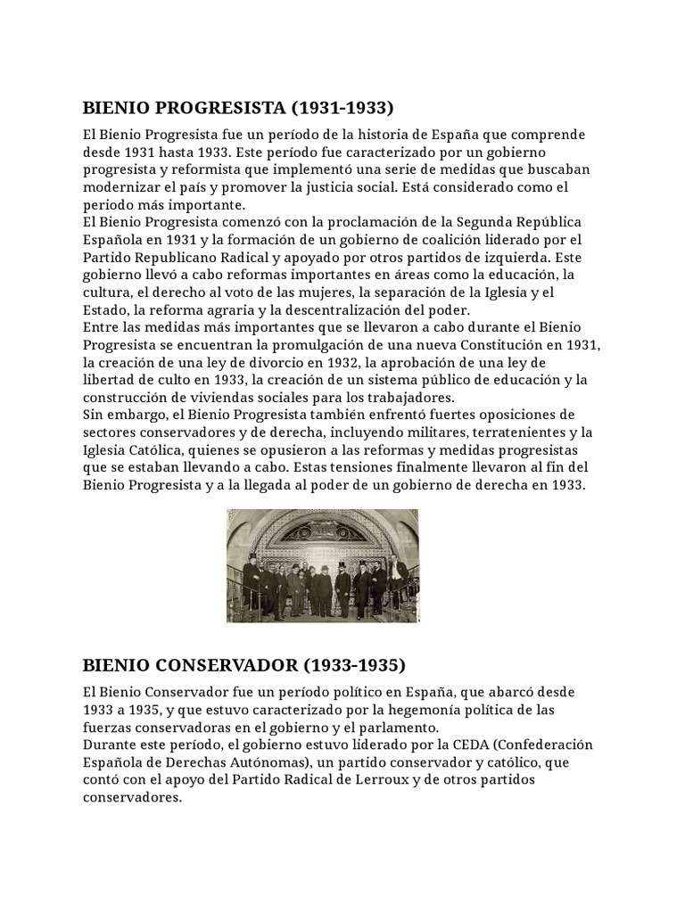 Bienio Progresista (1931-1933) | PDF | guerra civil Española | España