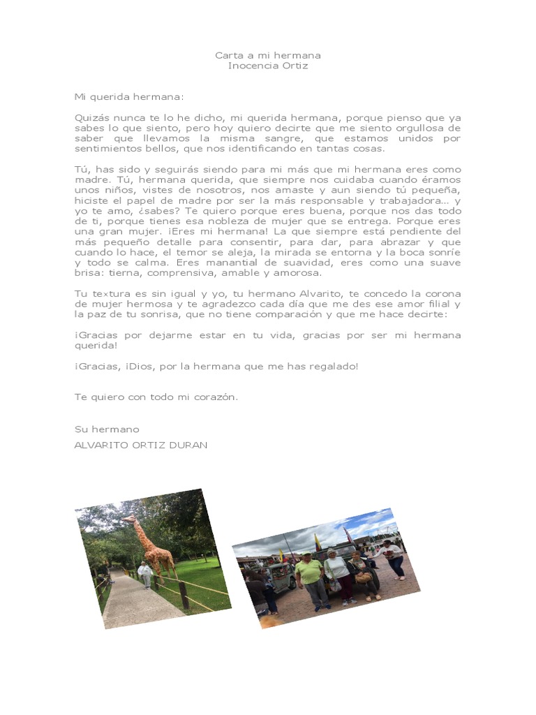 Carta A Mi Hermana Pdf
