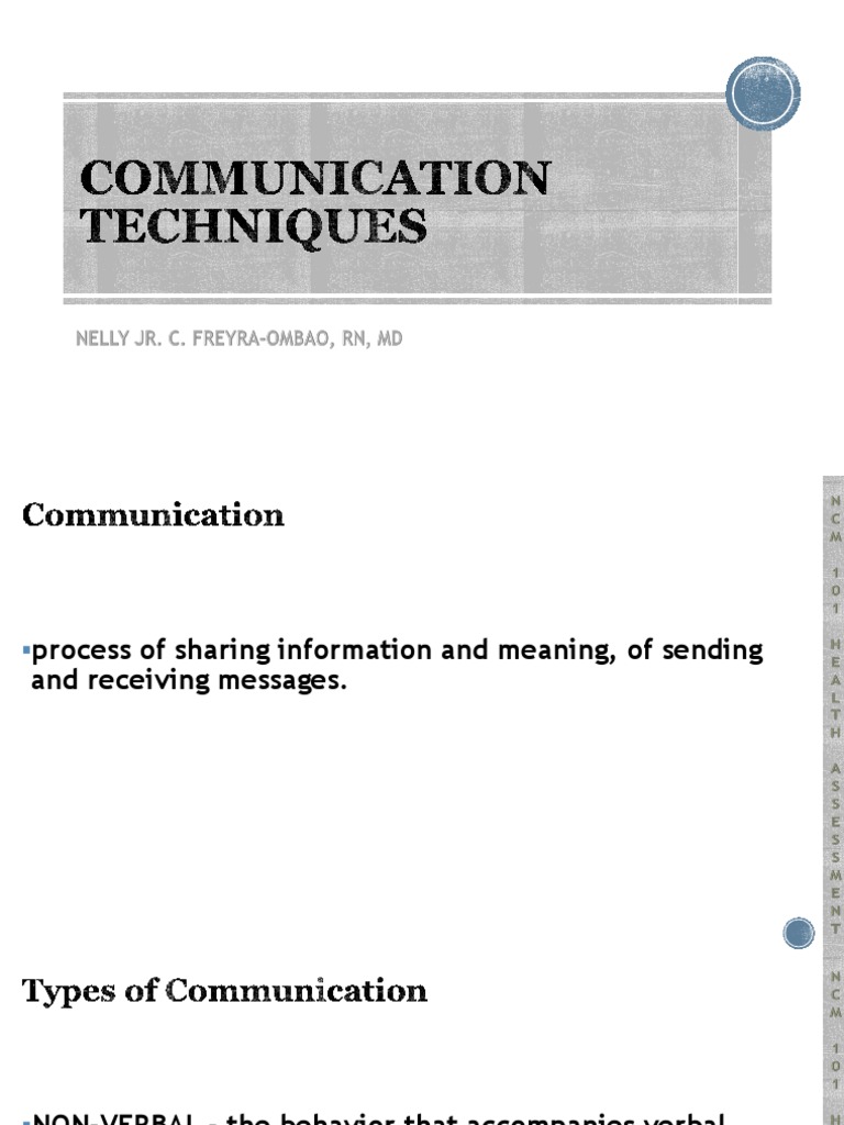 Communication Techniques | PDF | Nonverbal Communication | Communication