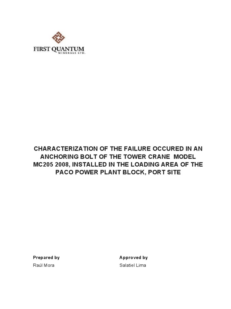 Failure Report Tower Crane Bolt | PDF | Hardness | Steel