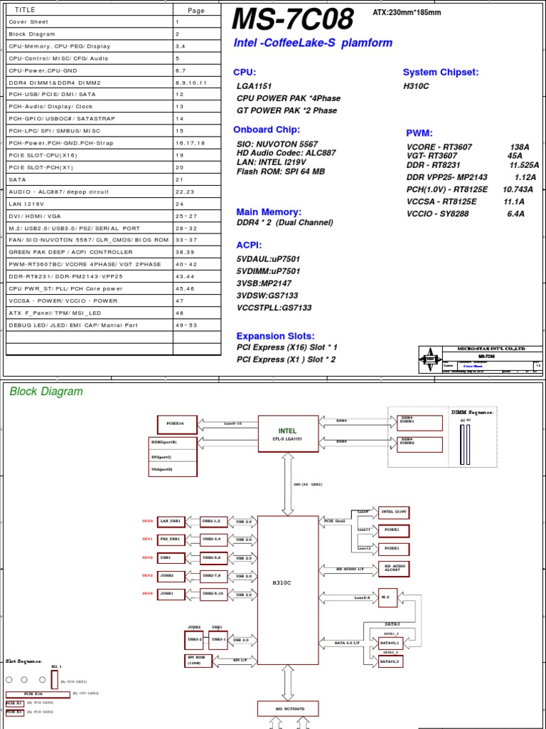 MSI H310M Pro-M2 Plus MSI MS-7C08 r1.0 PDF | PDF | Manufactured Goods | Computer Engineering