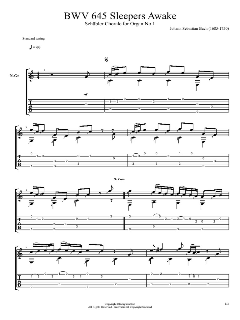 BWV 645 Sleepers Awake - J.S.Bach | PDF | Compositions | Baroque Music