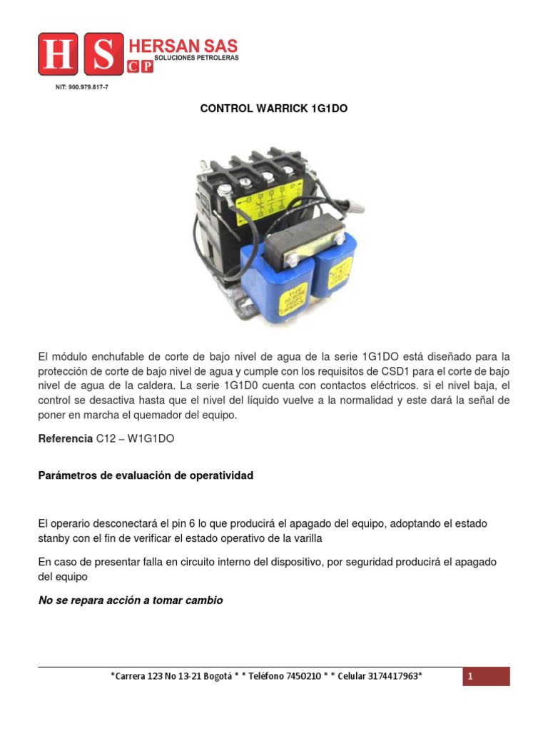 Control Warrick 1G1Do: Referencia C12 | PDF