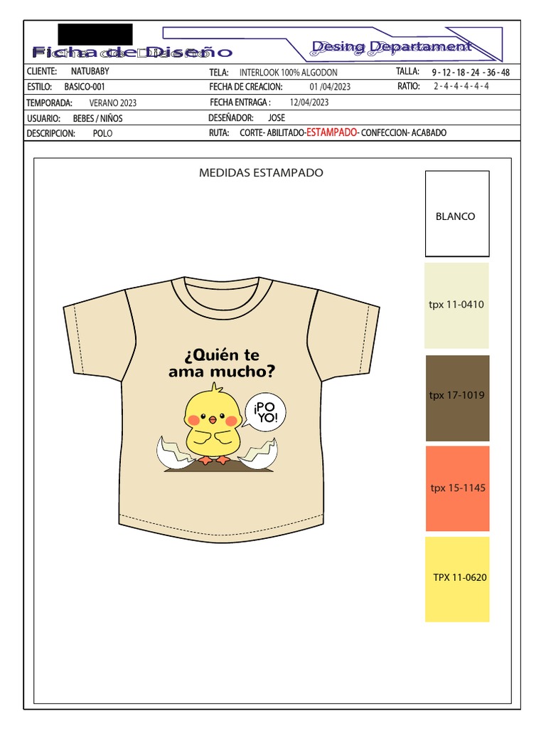 Plantilla de Ficha de Estampado GRANJA FINAL | PDF | Textiles