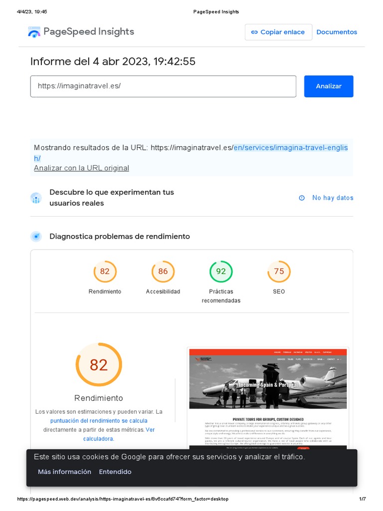 Informe de Velocidad de Página Web | PDF | Cookie HTTP | Posicionamiento en buscadores