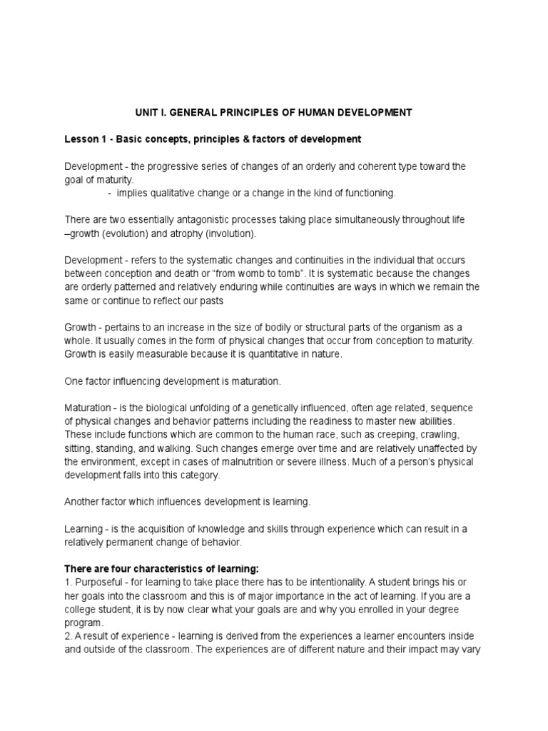 General Principles of Human Development | PDF | Learning | Educational ...