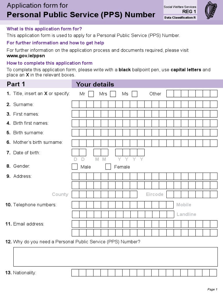 Personal Public Service (PPS) Number: Your Details | PDF | Biometrics ...