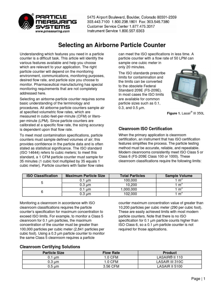 Selecting An Airborne Particle Counter | PDF | Gases | Applied And ...
