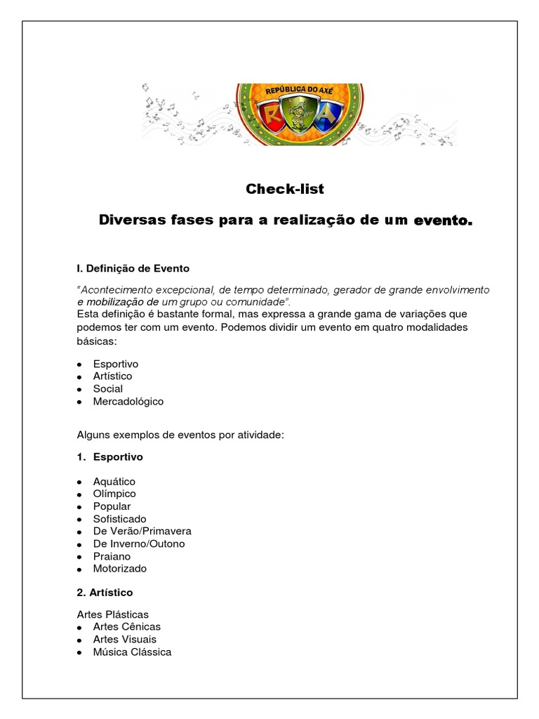 Check List Diversas Fases para A Realizaao de Um Evento | PDF