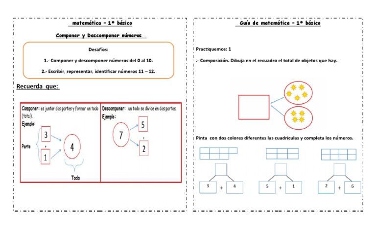 Guias de Matematica - 1° Basico Componer Numeros | PDF