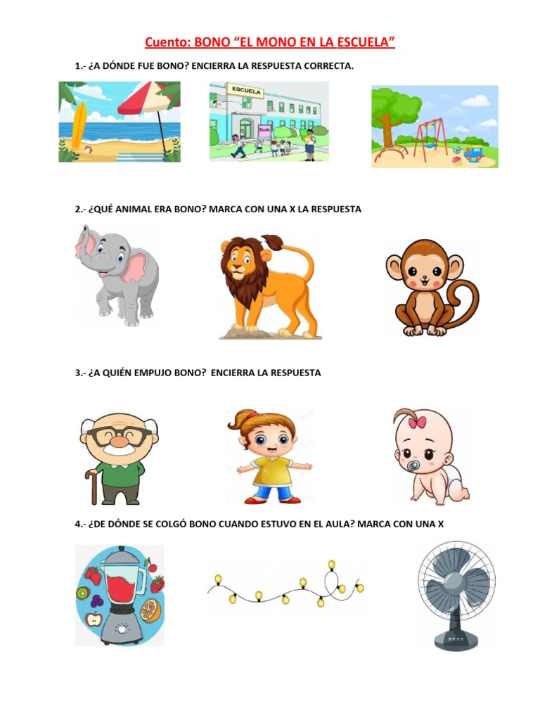 Cuento El Mono Bono | PDF | Artes del Lenguaje y Comunicación | Salud y ...