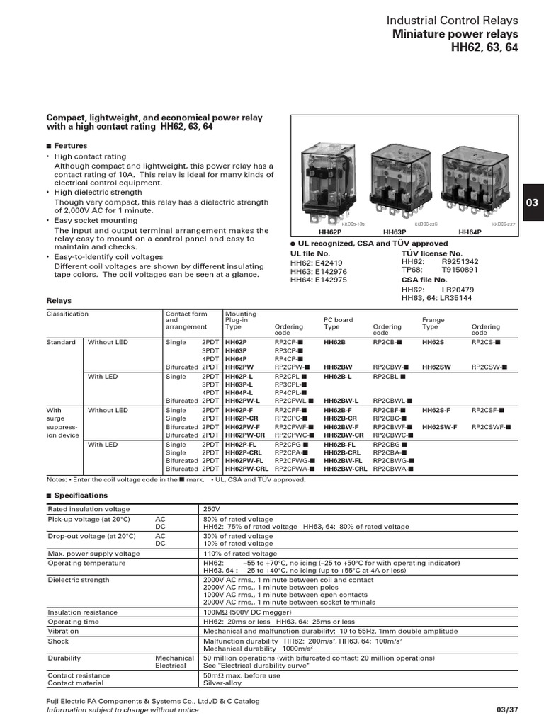 Fuji - Electric HH62P F DC24V Datasheet | PDF