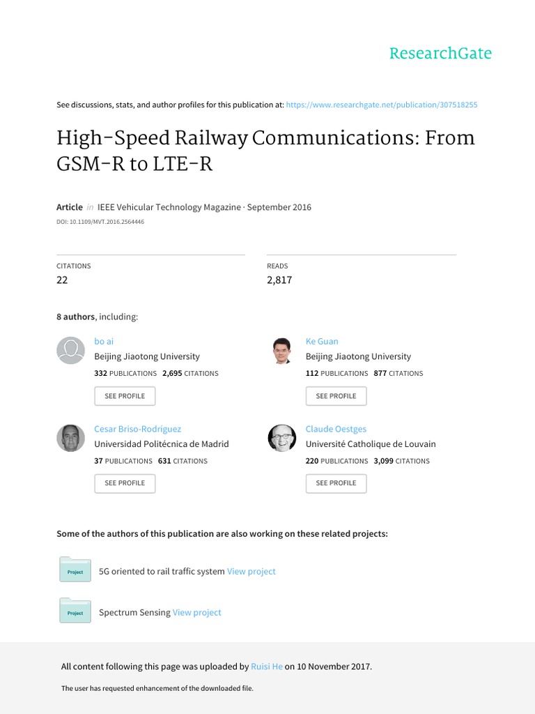 High-Speed Railway Communications - From GSM-R To LTE-R | PDF ...