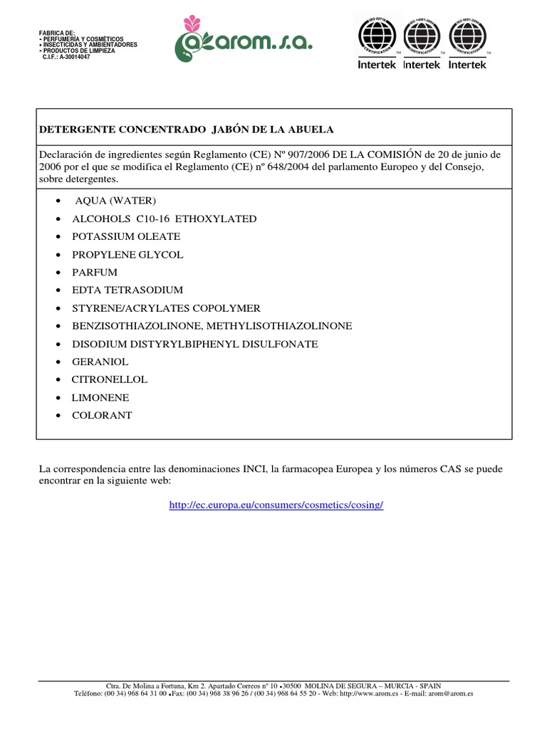 Detergente Liquido Jabon de La Abuela Arrixaca 3l - 90039 - 90066 | PDF