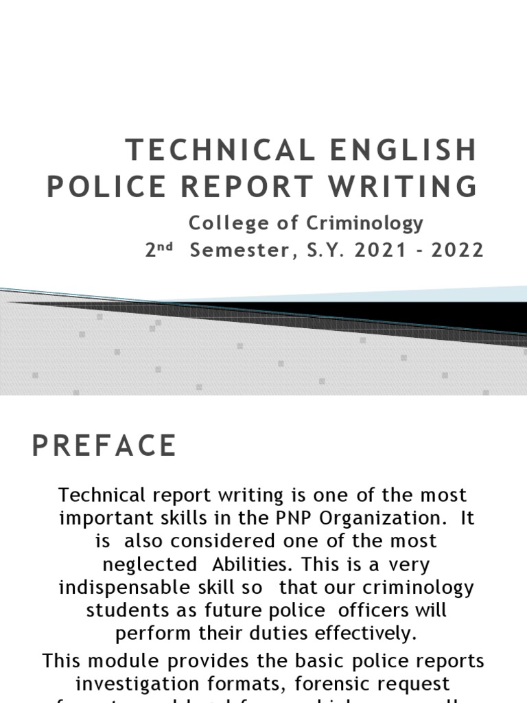 Technical English Police Report Writing PDF | PDF | Technical ...
