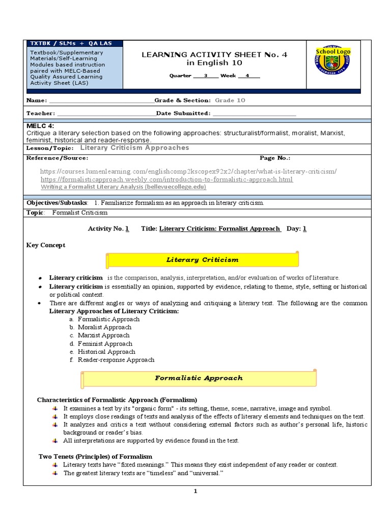 Literary Criticism Approaches Overview | PDF