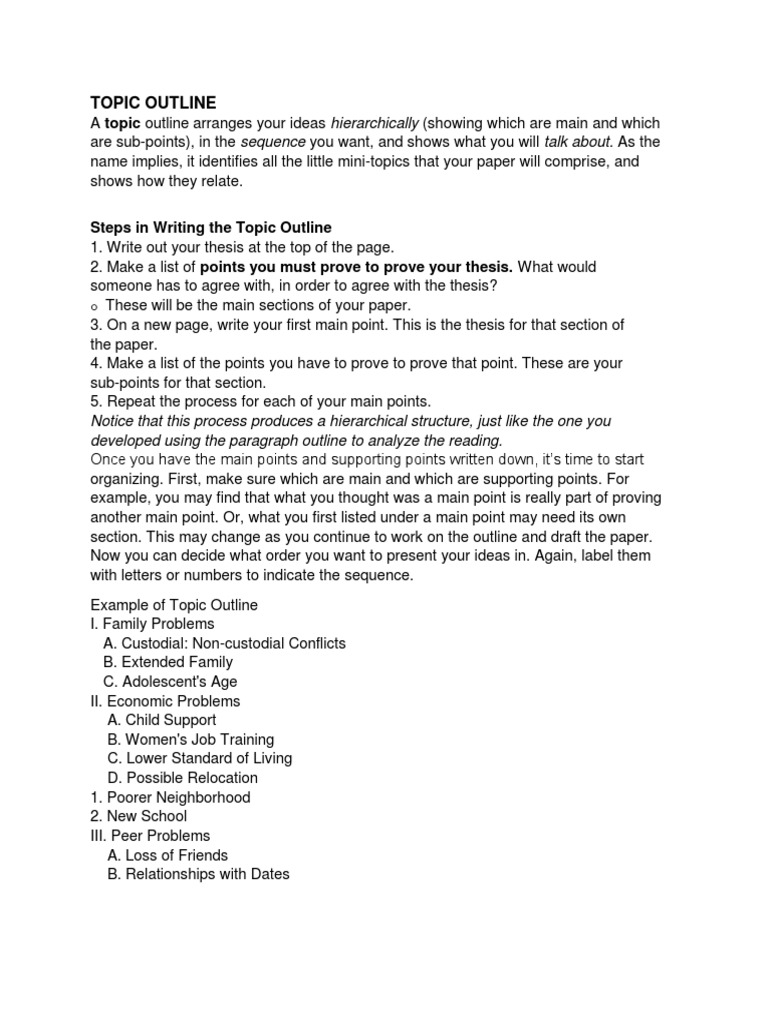 TOPIC and SENTENCE OUTLINE | PDF