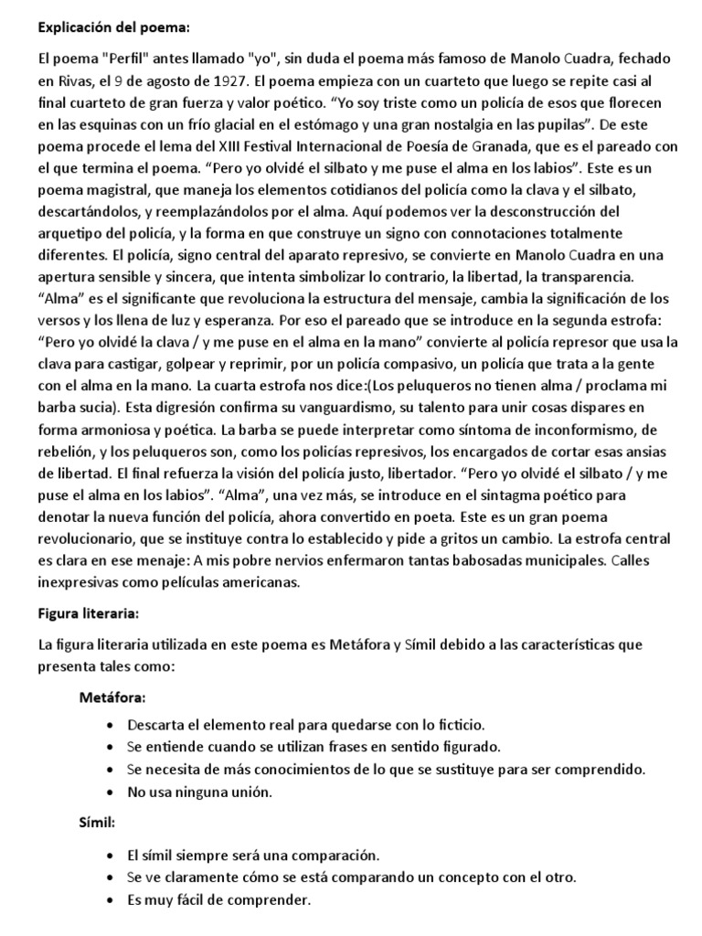 Perfil - Poema de Manolo Cuandra | PDF