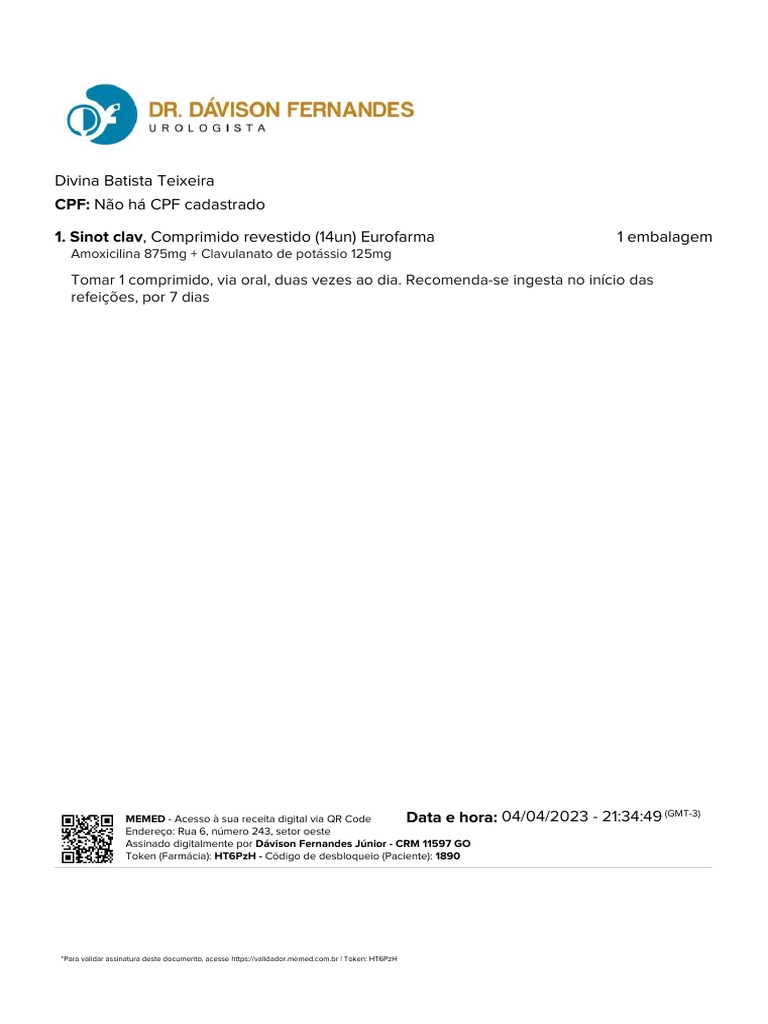 Divina Batista Teixeira: CPF: Não Há CPF Cadastrado 1. Sinot Clav ...