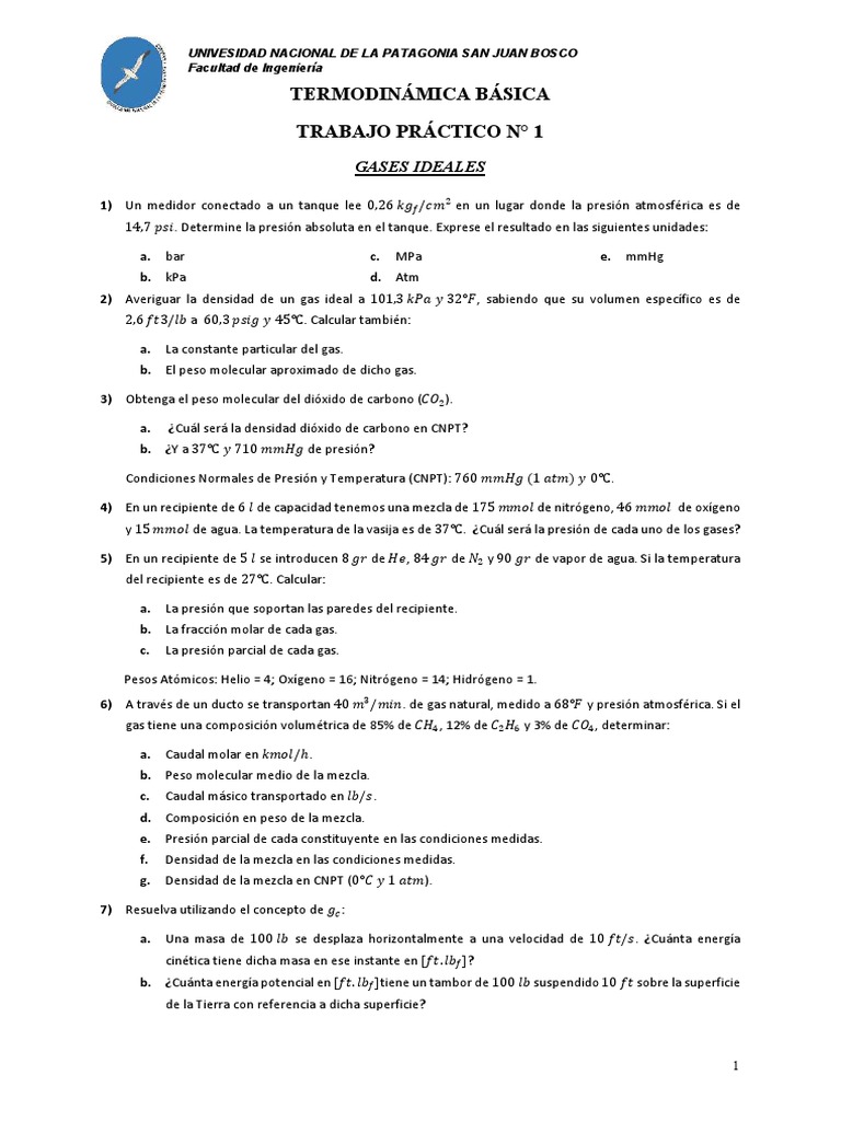 TPN°1 - Gases Ideales - Sustancias Puras | Descargar gratis PDF | Gases ...