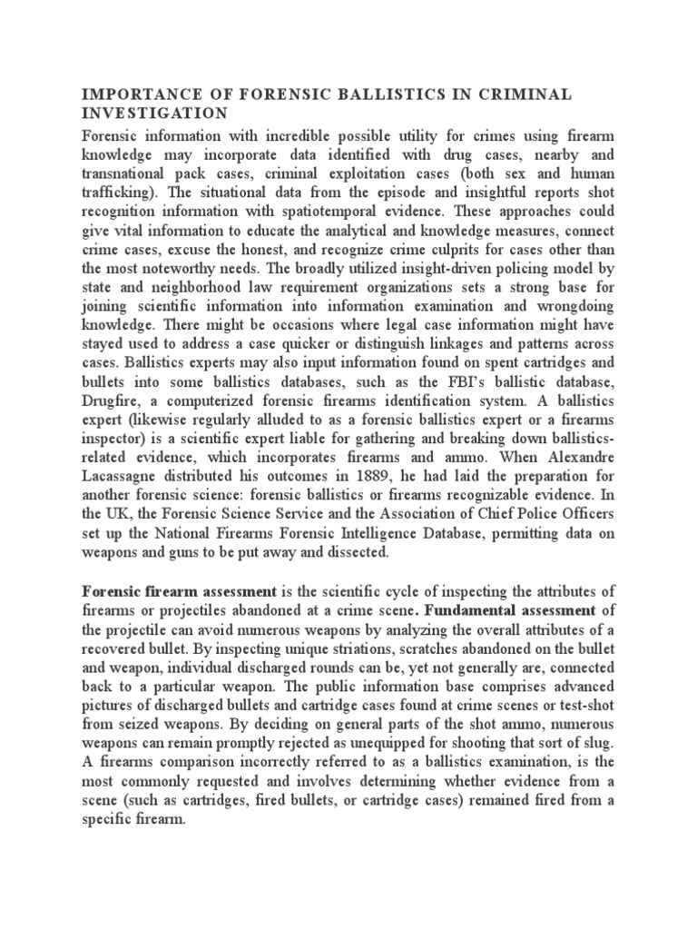 Forensic Ballistics in Crime Investigation | PDF