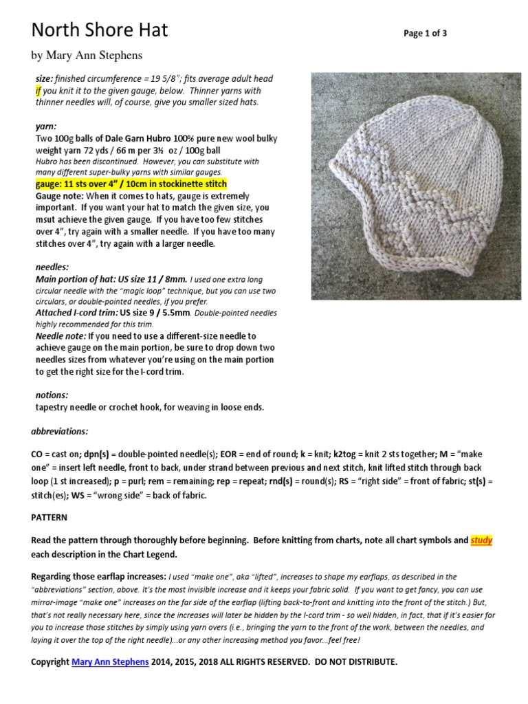 North Shore Hat PDF | PDF | Knitting | Knitting Needle
