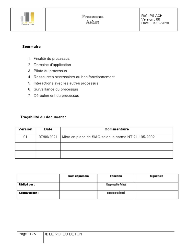 PS ACH Processus Achat | PDF