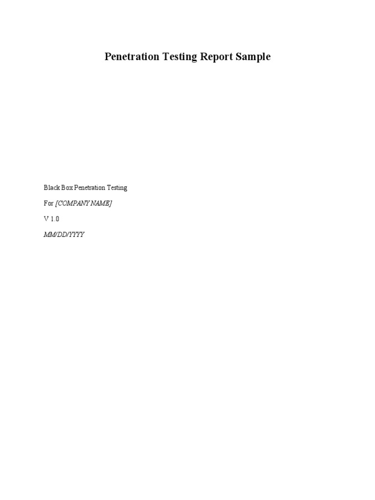 Penetration Testing Report Sample | PDF