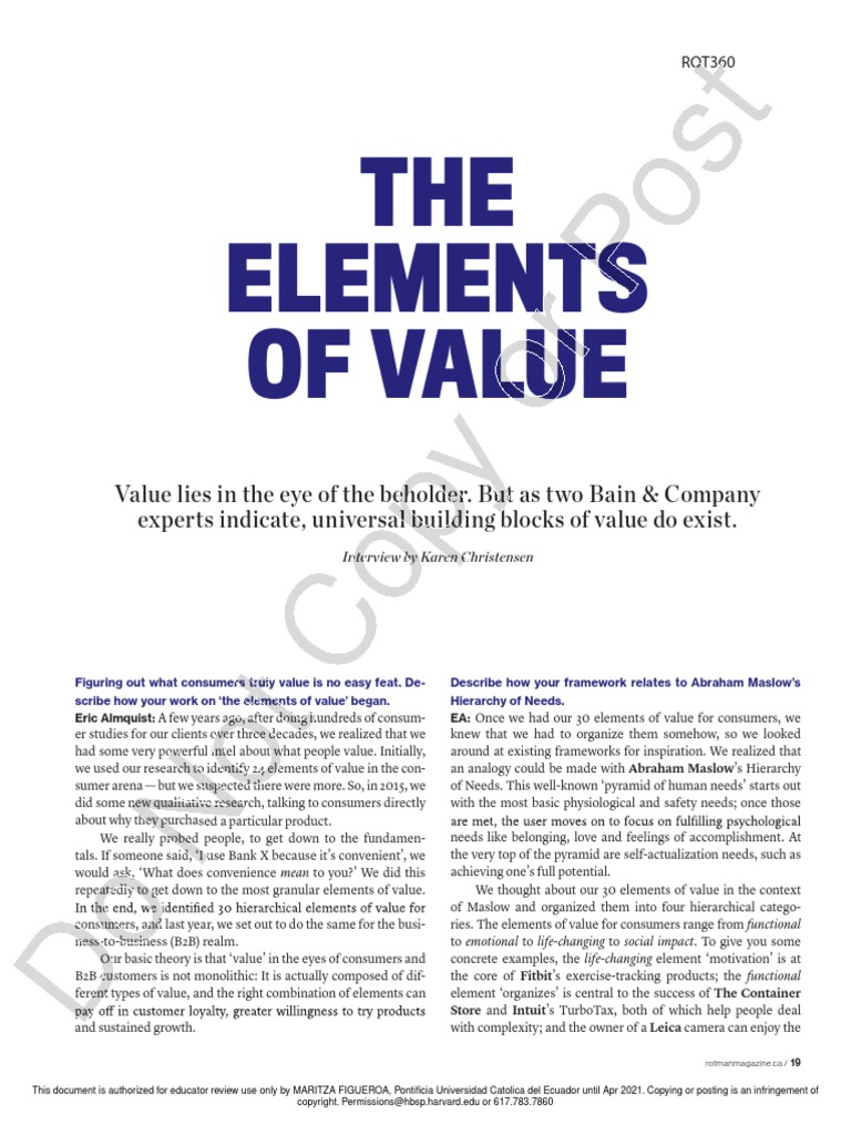 THE Elements of Value | PDF