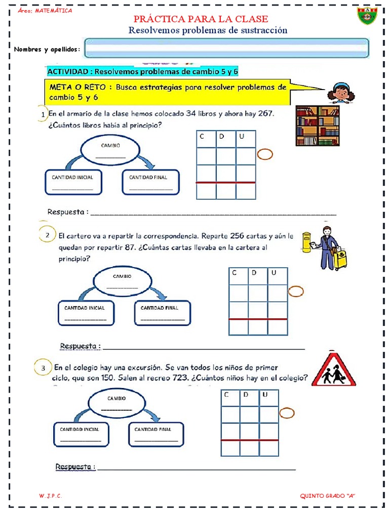 Resolvemos Problemas de Sustracción: Práctica para La Clase | PDF