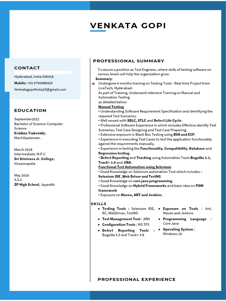 Venkata Gopi - Testengineer - Trainee | PDF | Selenium (Software ... Venkata Gopi - Testengineer - Trainee | PDF | Selenium (Software ...
