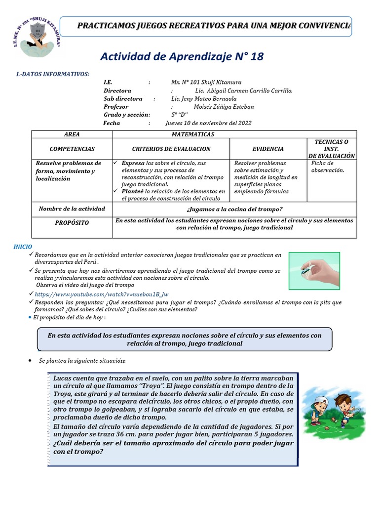 Sesion 18 10 Denoviembre Mat. Moises Zuñiga | PDF | Longitud | Evaluación