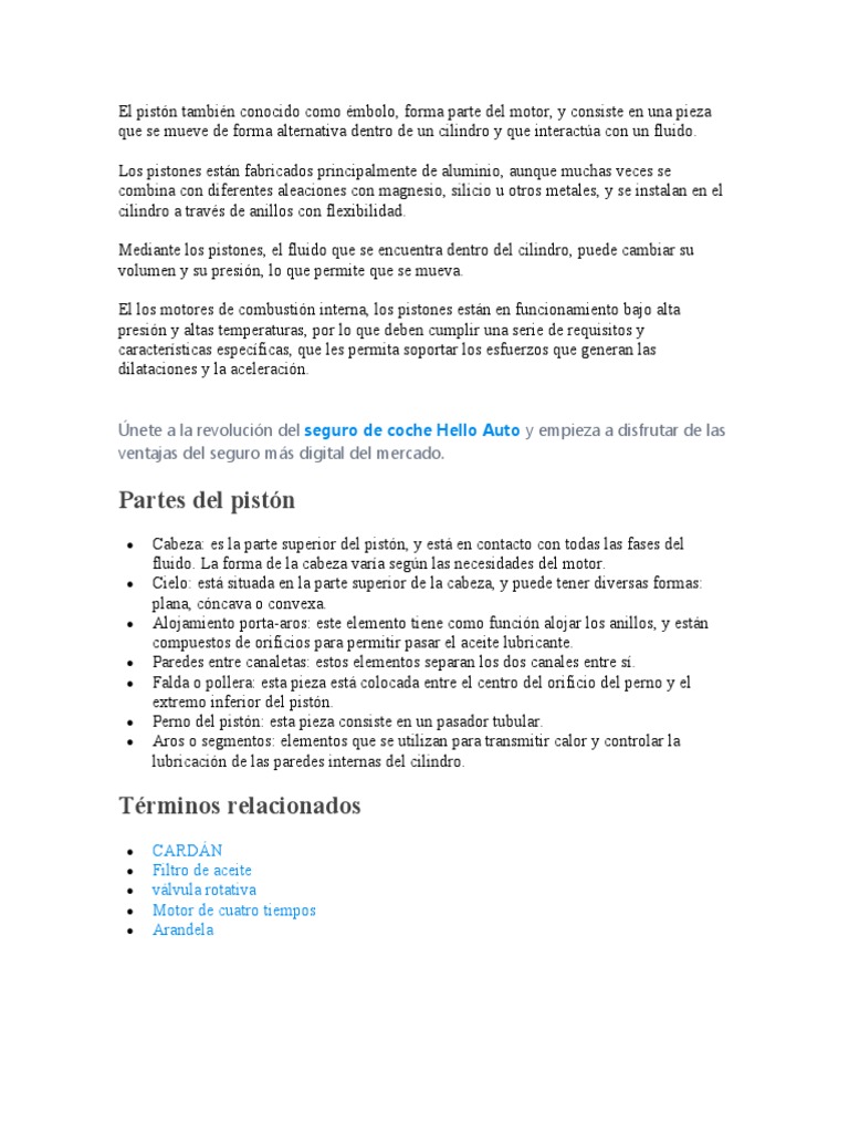 El Pistón También Conocido Como Émbolo | PDF
